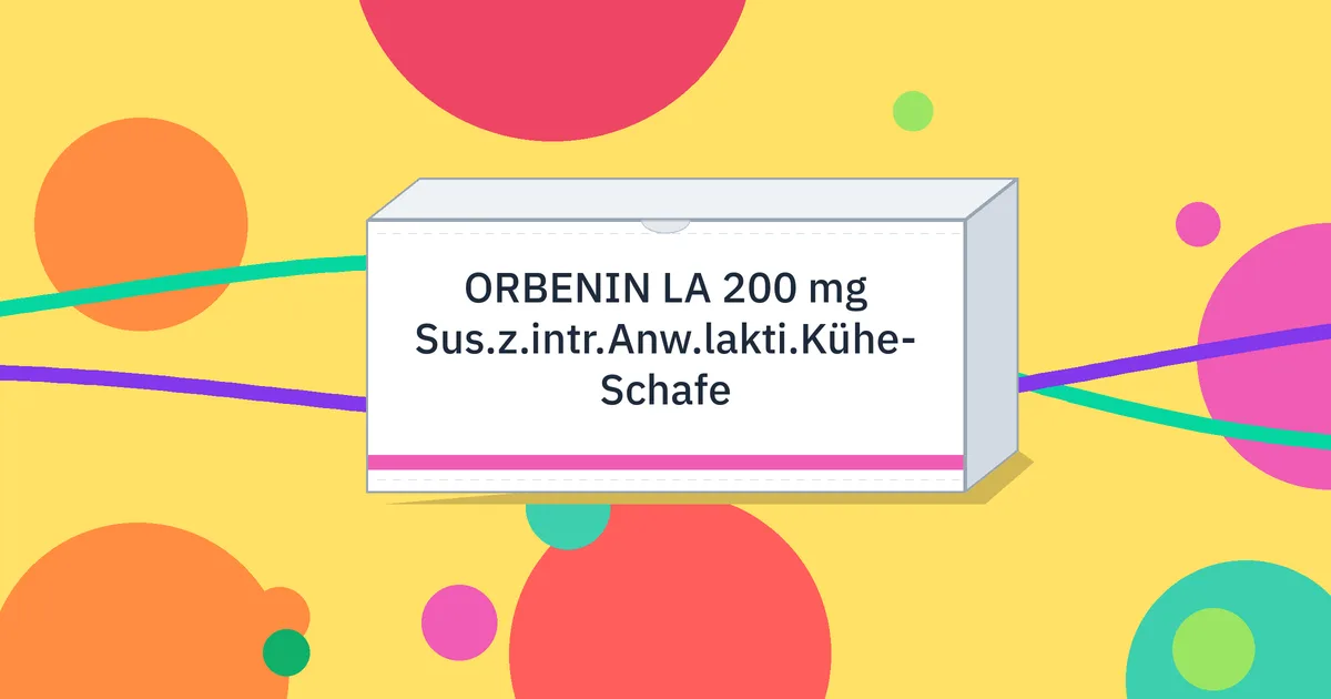 Symbolbild: Packung mit der Aufschrift ORBENIN LA 200 mg Sus.z.intr.Anw.lakti.Kühe-Schafe (PZN 17150726) – Verfügbarkeit und Bezug in Apotheken in Frankfurt am Main