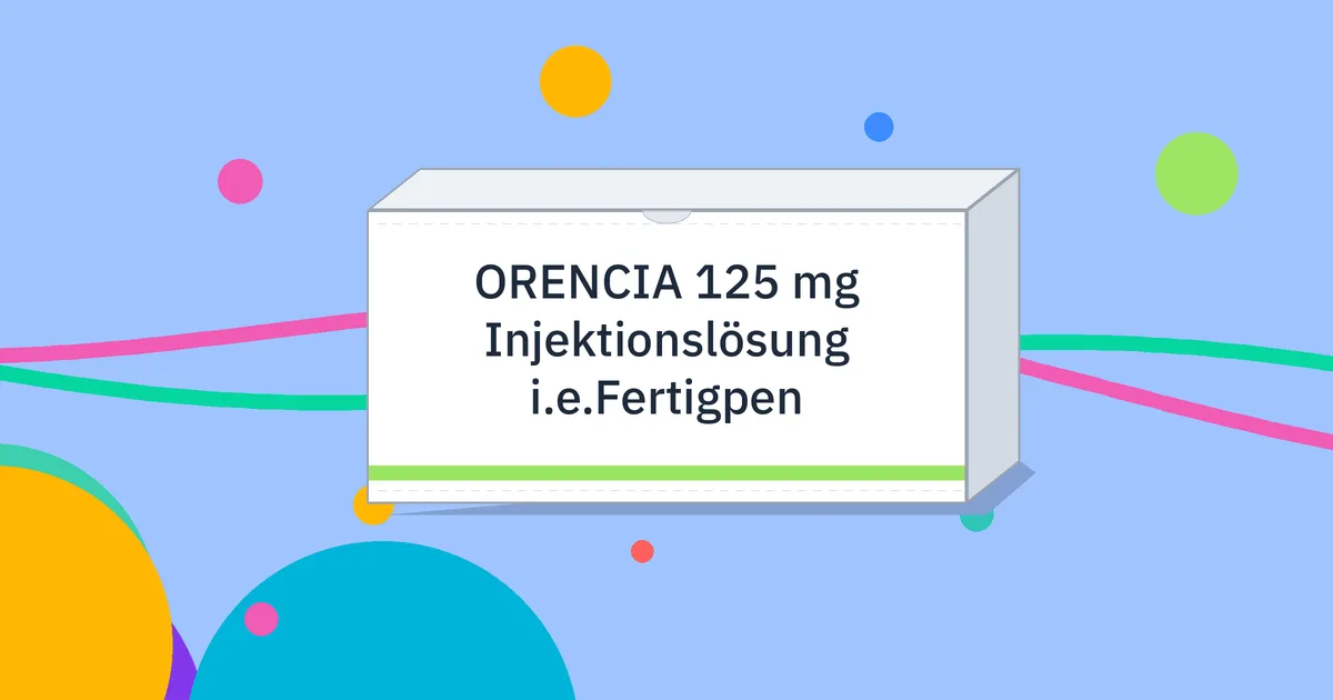 Symbolbild: Packung mit der Aufschrift ORENCIA 125 mg Injektionslösung i.e.Fertigpen (PZN 13981927) – Verfügbarkeit und Bezug in Apotheken in Frankfurt am Main