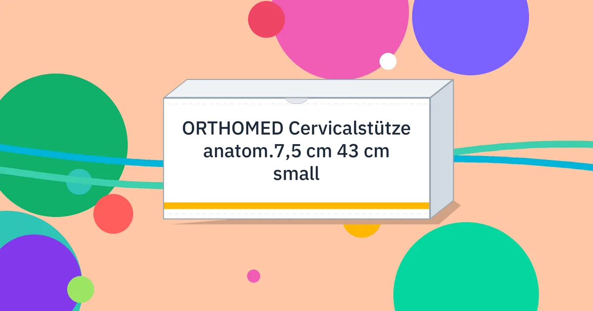 Symbolbild: Packung mit der Aufschrift ORTHOMED Cervicalstütze anatom.7,5 cm 43 cm small (PZN 10756242) – Verfügbarkeit und Bezug in Apotheken in Frankfurt am Main
