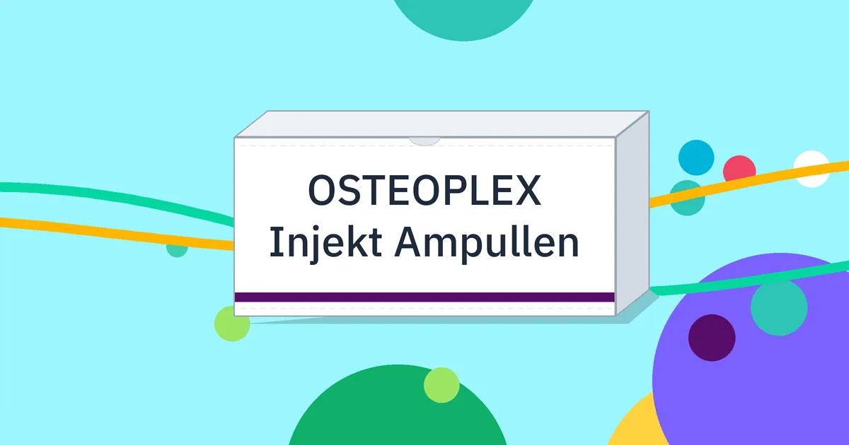 Symbolbild: Packung mit der Aufschrift OSTEOPLEX Injekt Ampullen (PZN 09291795) – Verfügbarkeit und Bezug in Apotheken in Frankfurt am Main