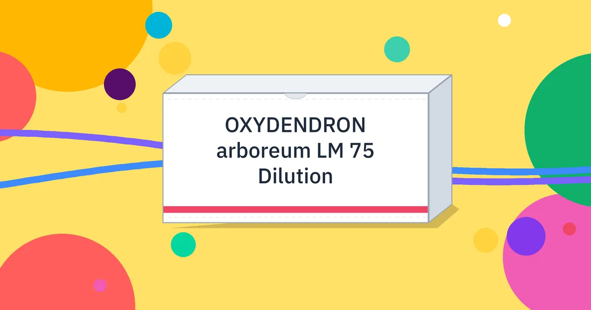 Symbolbild: Packung mit der Aufschrift OXYDENDRON arboreum LM 75 Dilution (PZN 13629679) – Verfügbarkeit und Bezug in Apotheken in Frankfurt am Main