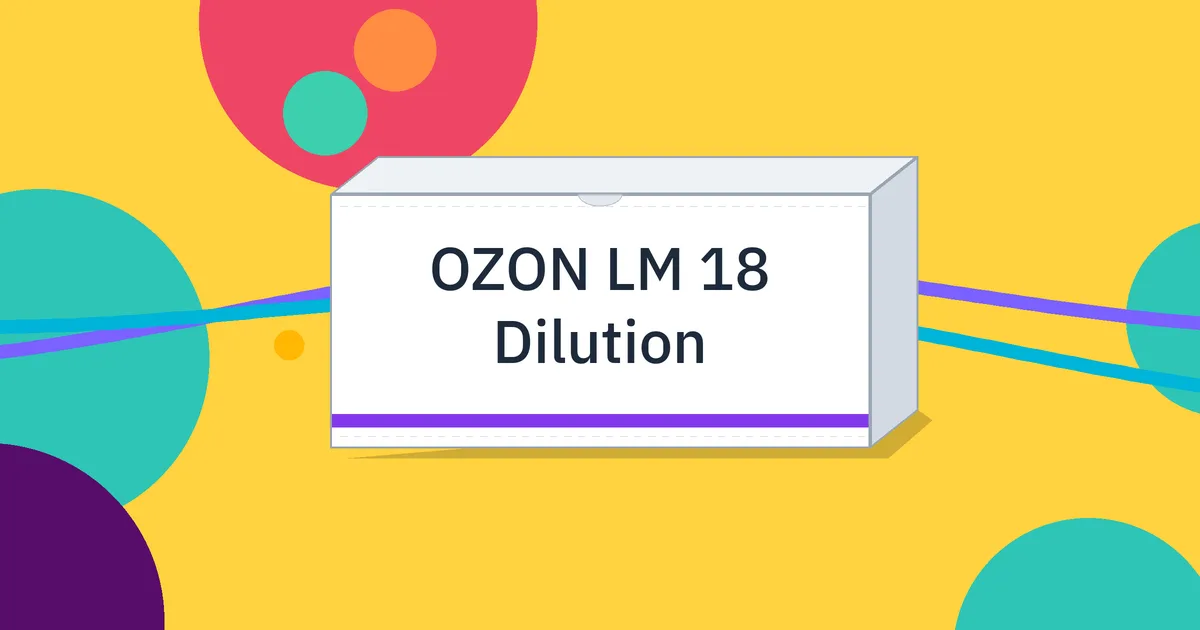 Symbolbild: Packung mit der Aufschrift OZON LM 18 Dilution (PZN 12974546) – Verfügbarkeit und Bezug in Apotheken in Frankfurt am Main
