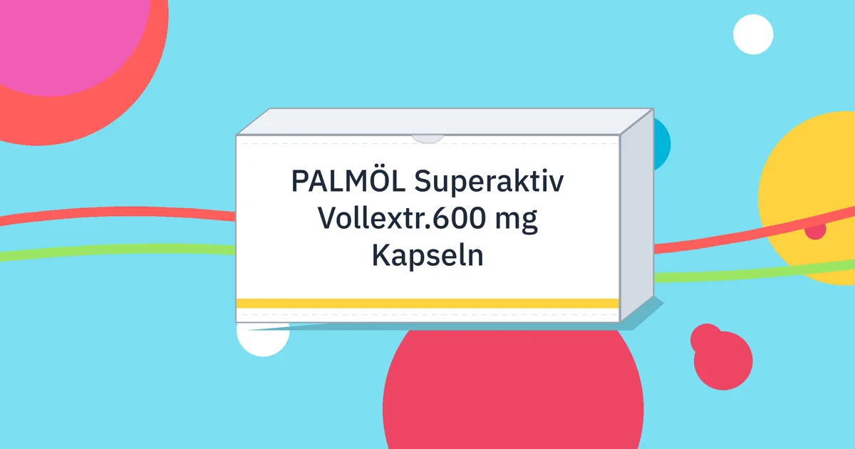 Symbolbild: Packung mit der Aufschrift PALMÖL Superaktiv Vollextr.600 mg Kapseln (PZN 13695647) – Verfügbarkeit und Bezug in Apotheken in Frankfurt am Main