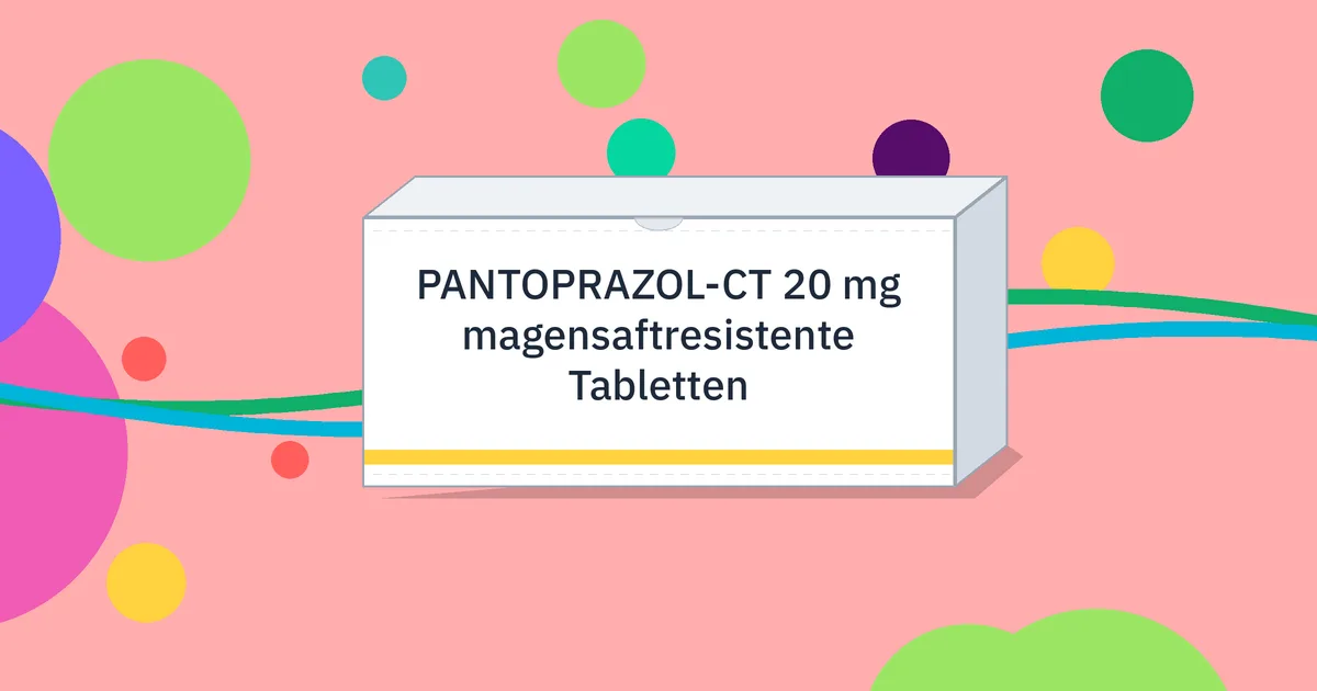 Symbolbild: Packung mit der Aufschrift PANTOPRAZOL-CT 20 mg magensaftresistente Tabletten (PZN 01260418) – Verfügbarkeit und Bezug in Apotheken in Frankfurt am Main