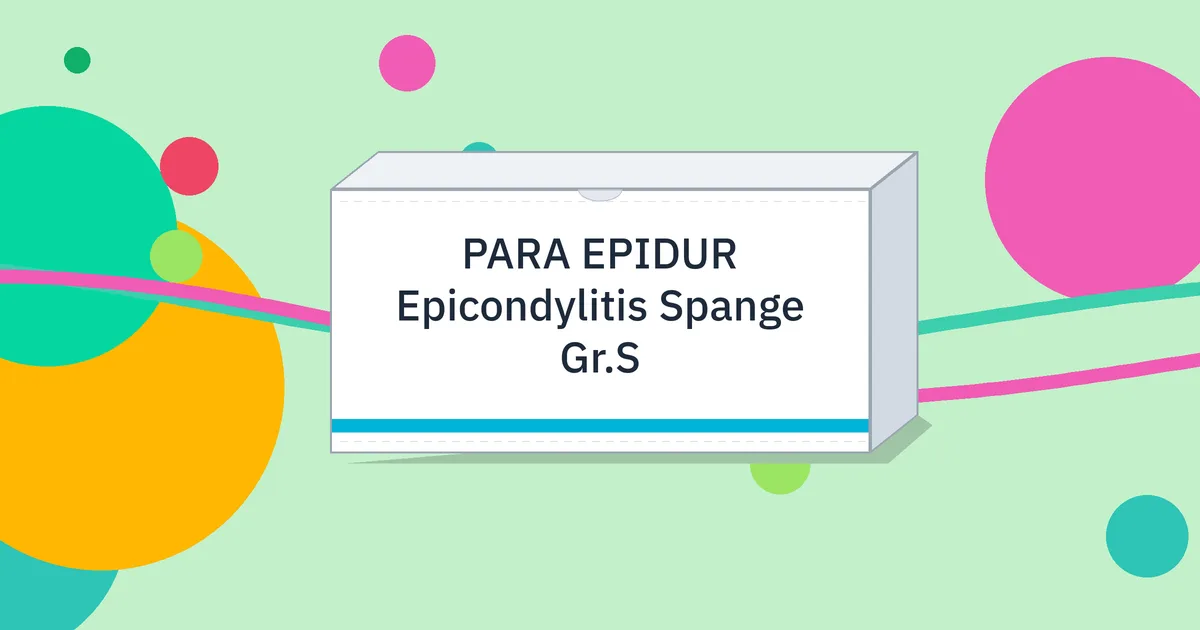 Symbolbild: Packung mit der Aufschrift PARA EPIDUR Epicondylitis Spange Gr.S (PZN 06985818) – Verfügbarkeit und Bezug in Apotheken in Frankfurt am Main