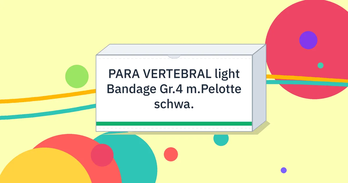 Symbolbild: Packung mit der Aufschrift PARA VERTEBRAL light Bandage Gr.4 m.Pelotte schwa. (PZN 10004016) – Verfügbarkeit und Bezug in Apotheken in Frankfurt am Main