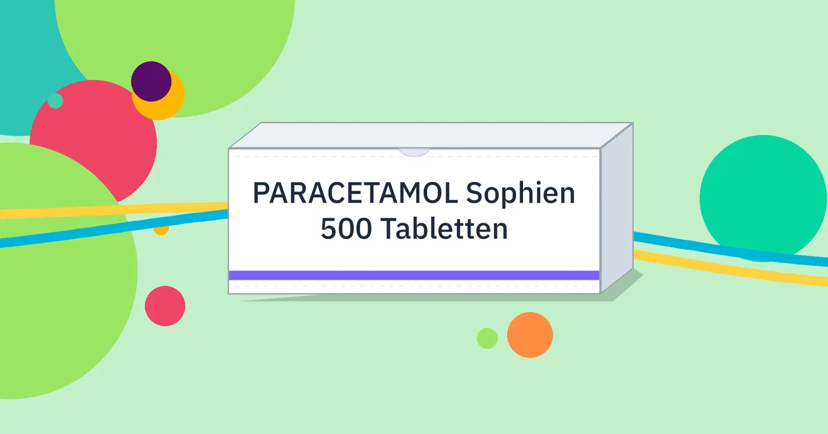 Symbolbild: Packung mit der Aufschrift PARACETAMOL Sophien 500 Tabletten (PZN 01679407) – Verfügbarkeit und Bezug in Apotheken in Frankfurt am Main