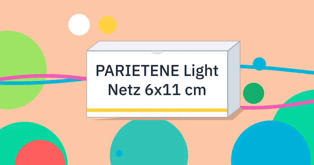 Symbolbild: Packung mit der Aufschrift PARIETENE Light Netz 6x11 cm (PZN 18258638) – Verfügbarkeit und Bezug in Apotheken in Frankfurt am Main