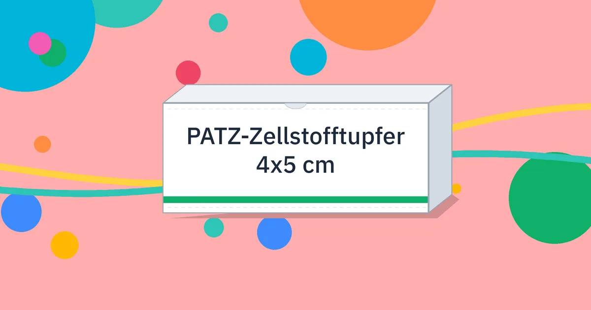 Symbolbild: Packung mit der Aufschrift PATZ-Zellstofftupfer 4x5 cm (PZN 06813069) – Verfügbarkeit und Bezug in Apotheken in Frankfurt am Main