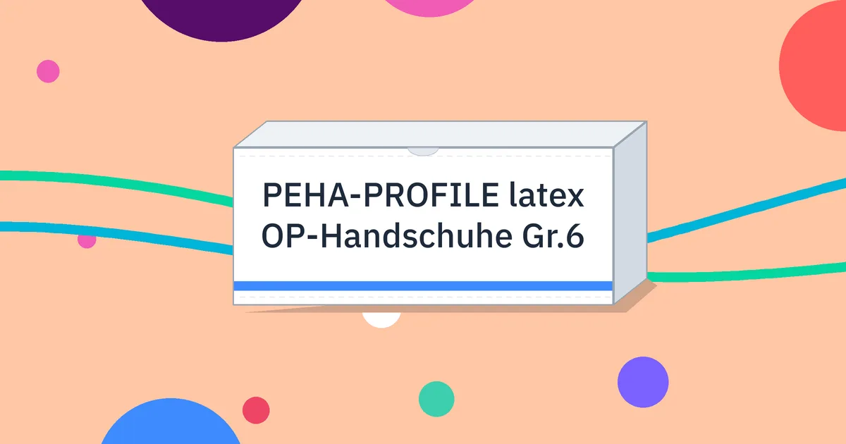 Symbolbild: Packung mit der Aufschrift PEHA-PROFILE latex OP-Handschuhe Gr.6 (PZN 10387282) – Verfügbarkeit und Bezug in Apotheken in Frankfurt am Main