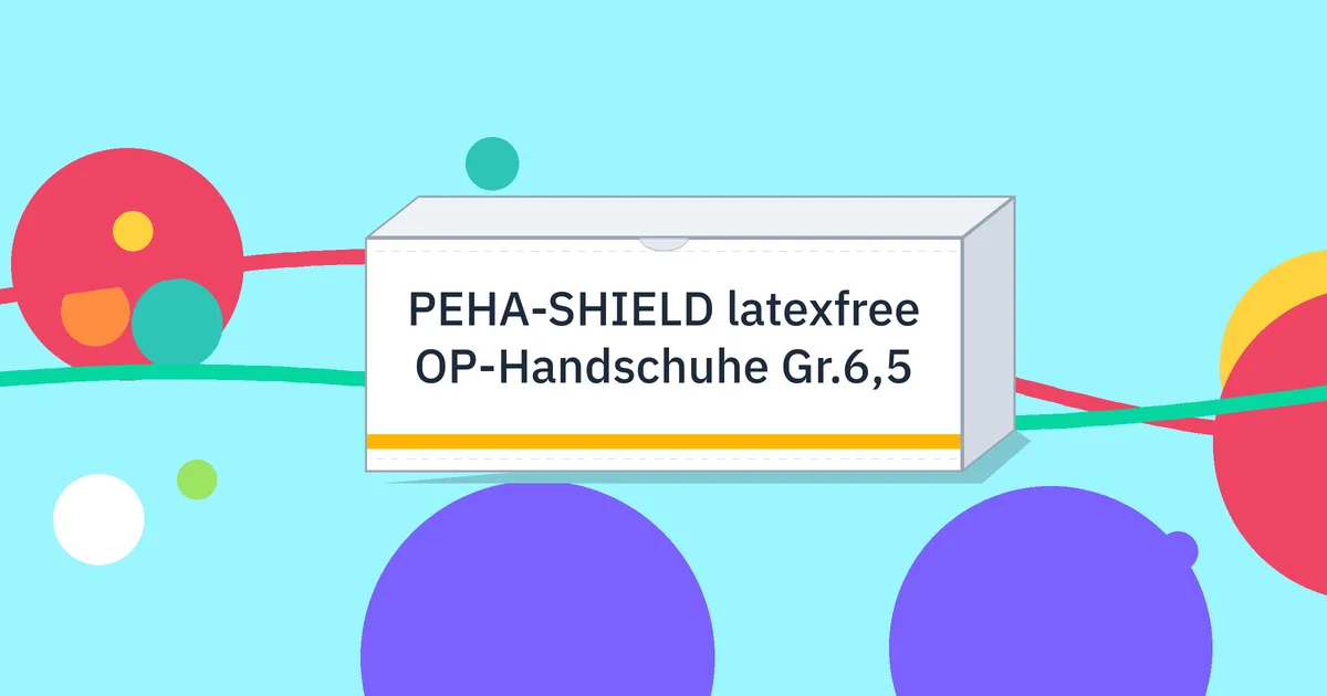 Symbolbild: Packung mit der Aufschrift PEHA-SHIELD latexfree OP-Handschuhe Gr.6,5 (PZN 10387388) – Verfügbarkeit und Bezug in Apotheken in Frankfurt am Main