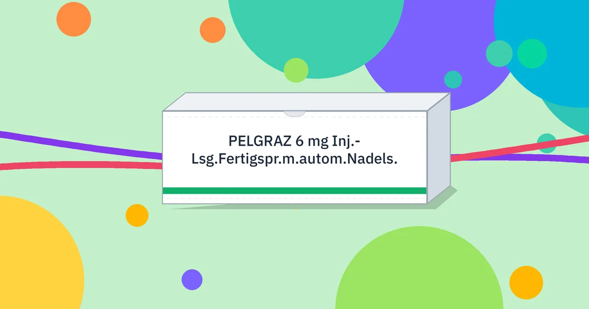 Symbolbild: Packung mit der Aufschrift PELGRAZ 6 mg Inj.-Lsg.Fertigspr.m.autom.Nadels. (PZN 16085211) – Verfügbarkeit und Bezug in Apotheken in Frankfurt am Main