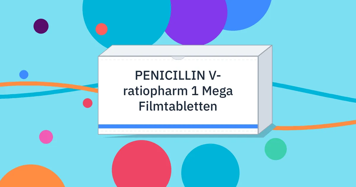 Symbolbild: Packung mit der Aufschrift PENICILLIN V-ratiopharm 1 Mega Filmtabletten (PZN 01841730) – Verfügbarkeit und Bezug in Apotheken in Frankfurt am Main