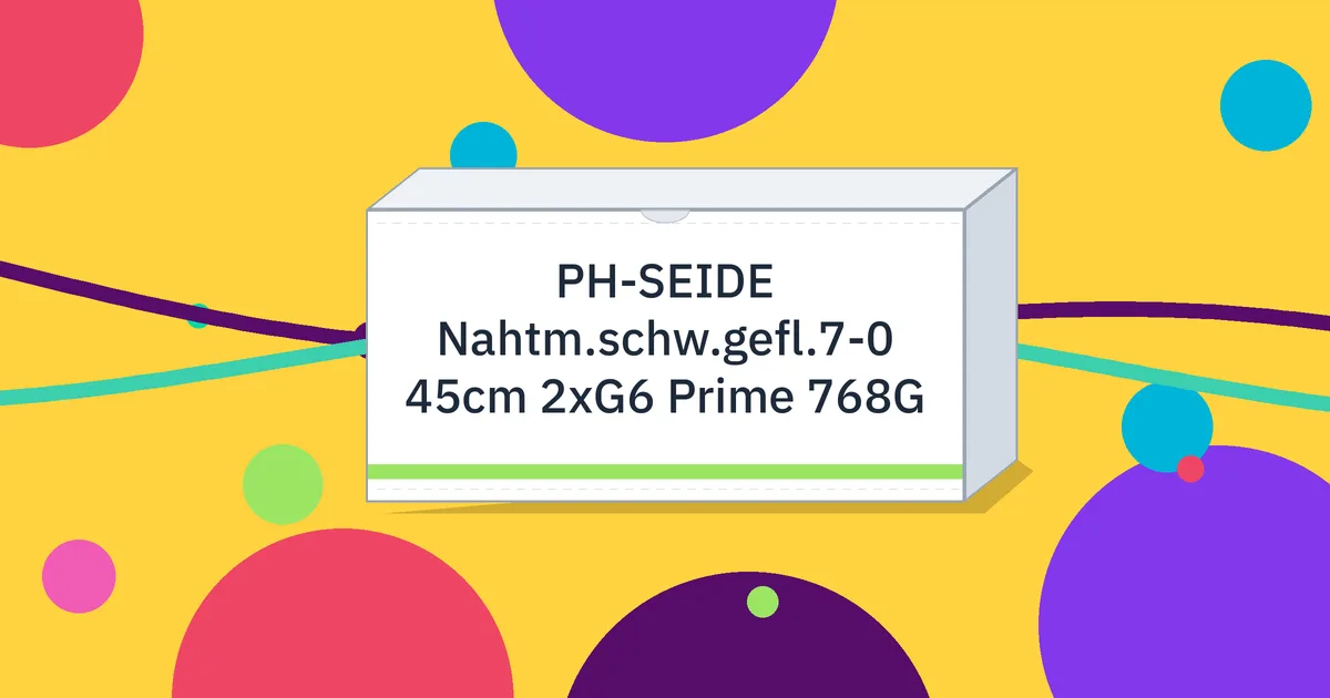 Symbolbild: Packung mit der Aufschrift PH-SEIDE Nahtm.schw.gefl.7-0 45cm 2xG6 Prime 768G (PZN 16253714) – Verfügbarkeit und Bezug in Apotheken in Frankfurt am Main
