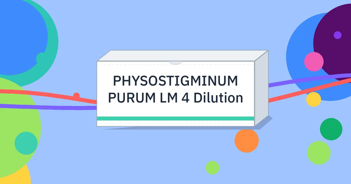 Symbolbild: Packung mit der Aufschrift PHYSOSTIGMINUM PURUM LM 4 Dilution (PZN 13035715) – Verfügbarkeit und Bezug in Apotheken in Frankfurt am Main