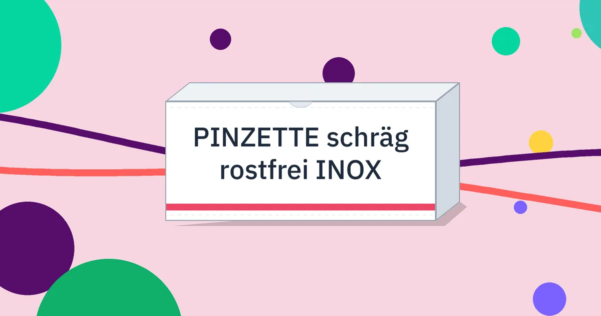 Symbolbild: Packung mit der Aufschrift PINZETTE schräg rostfrei INOX (PZN 10356560) – Verfügbarkeit und Bezug in Apotheken in Frankfurt am Main
