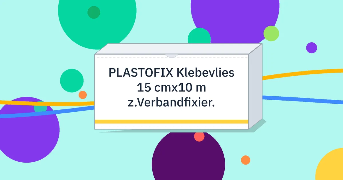 Symbolbild: Packung mit der Aufschrift PLASTOFIX Klebevlies 15 cmx10 m z.Verbandfixier. (PZN 00611258) – Verfügbarkeit und Bezug in Apotheken in Frankfurt am Main