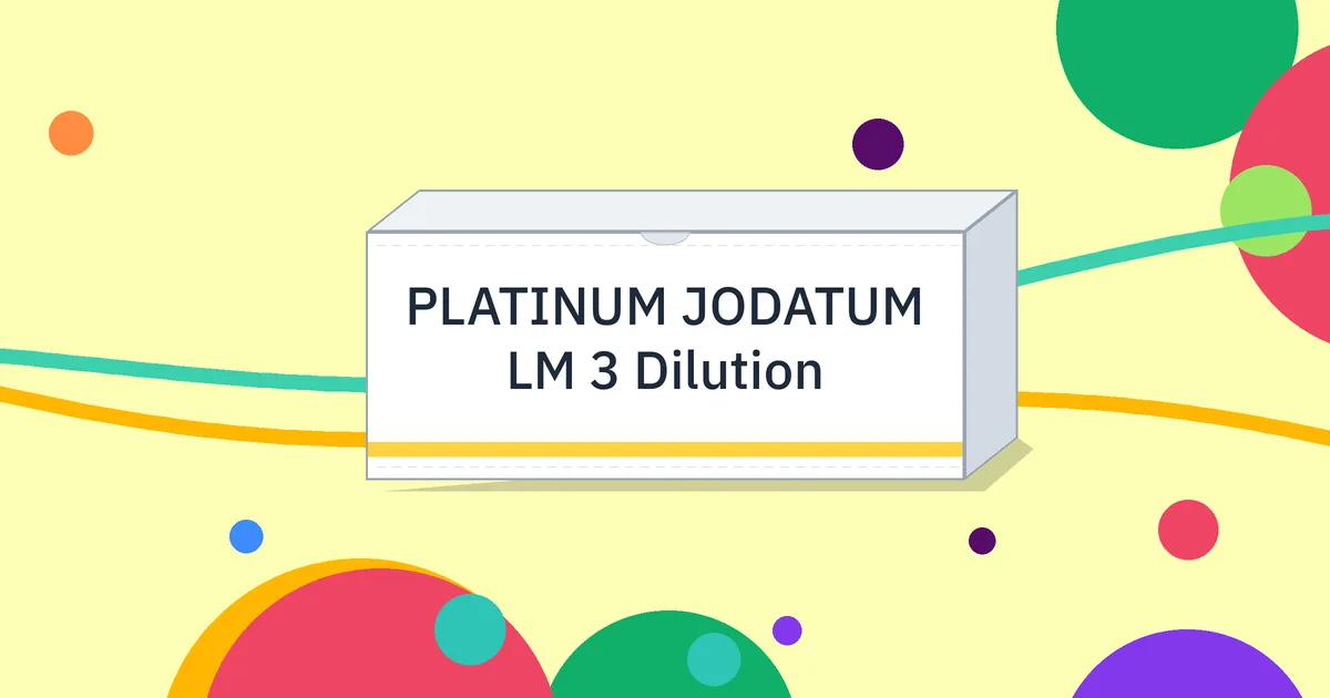 Symbolbild: Packung mit der Aufschrift PLATINUM JODATUM LM 3 Dilution (PZN 13647499) – Verfügbarkeit und Bezug in Apotheken in Frankfurt am Main