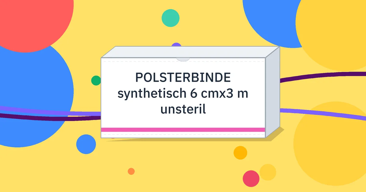 Symbolbild: Packung mit der Aufschrift POLSTERBINDE synthetisch 6 cmx3 m unsteril (PZN 11058698) – Verfügbarkeit und Bezug in Apotheken in Frankfurt am Main