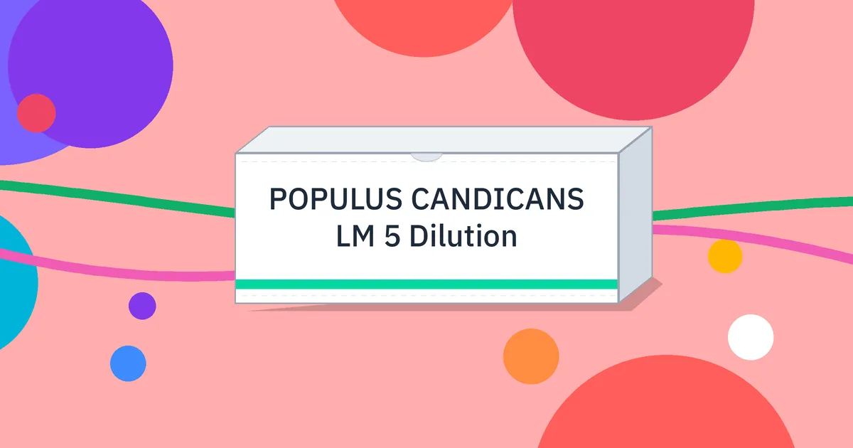Symbolbild: Packung mit der Aufschrift POPULUS CANDICANS LM 5 Dilution (PZN 13664196) – Verfügbarkeit und Bezug in Apotheken in Frankfurt am Main