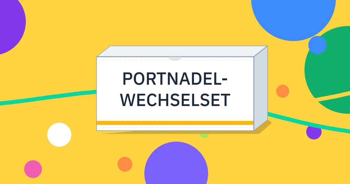 Symbolbild: Packung mit der Aufschrift PORTNADEL-WECHSELSET (PZN 10210543) – Verfügbarkeit und Bezug in Apotheken in Frankfurt am Main
