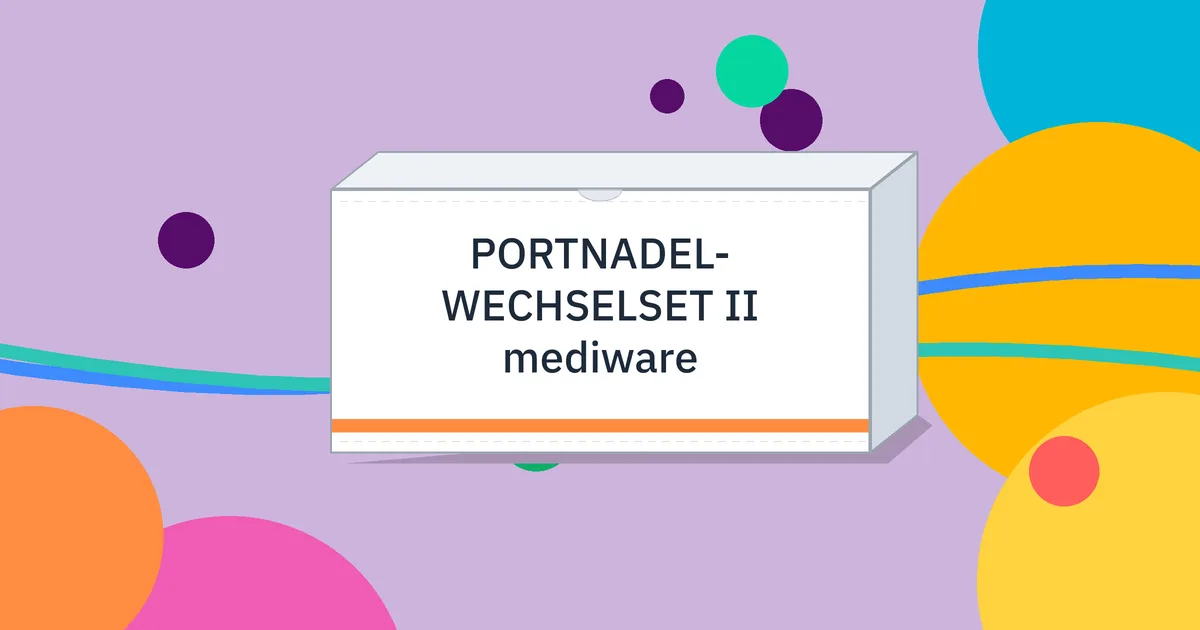 Symbolbild: Packung mit der Aufschrift PORTNADEL-WECHSELSET II mediware (PZN 19283911) – Verfügbarkeit und Bezug in Apotheken in Frankfurt am Main