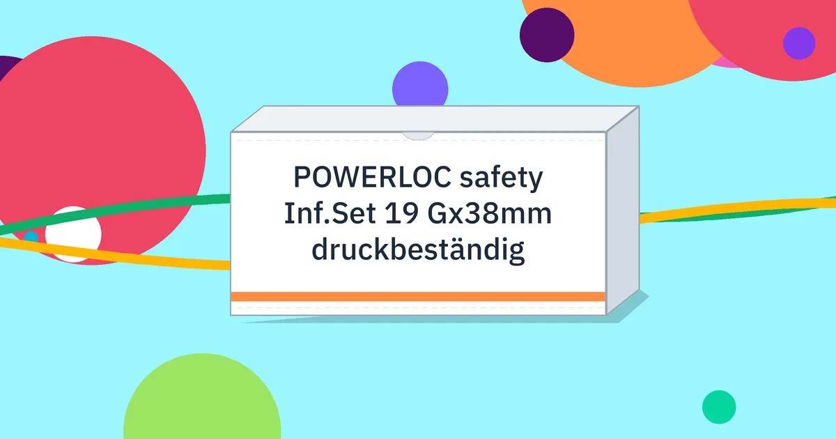 Symbolbild: Packung mit der Aufschrift POWERLOC safety Inf.Set 19 Gx38mm druckbeständig (PZN 18816630) – Verfügbarkeit und Bezug in Apotheken in Frankfurt am Main