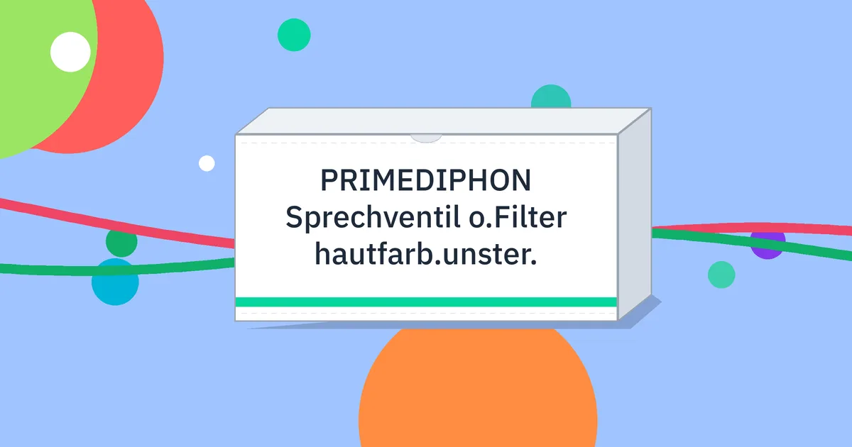 Symbolbild: Packung mit der Aufschrift PRIMEDIPHON Sprechventil o.Filter hautfarb.unster. (PZN 13501548) – Verfügbarkeit und Bezug in Apotheken in Frankfurt am Main