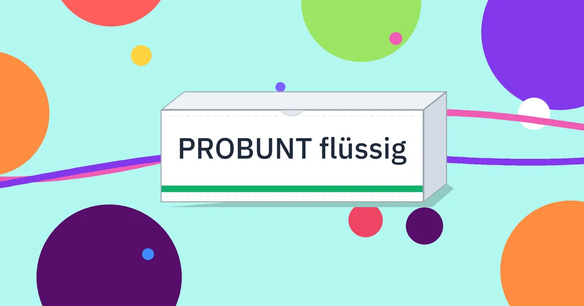 Symbolbild: Packung mit der Aufschrift PROBUNT flüssig (PZN 02693071) – Verfügbarkeit und Bezug in Apotheken in Frankfurt am Main