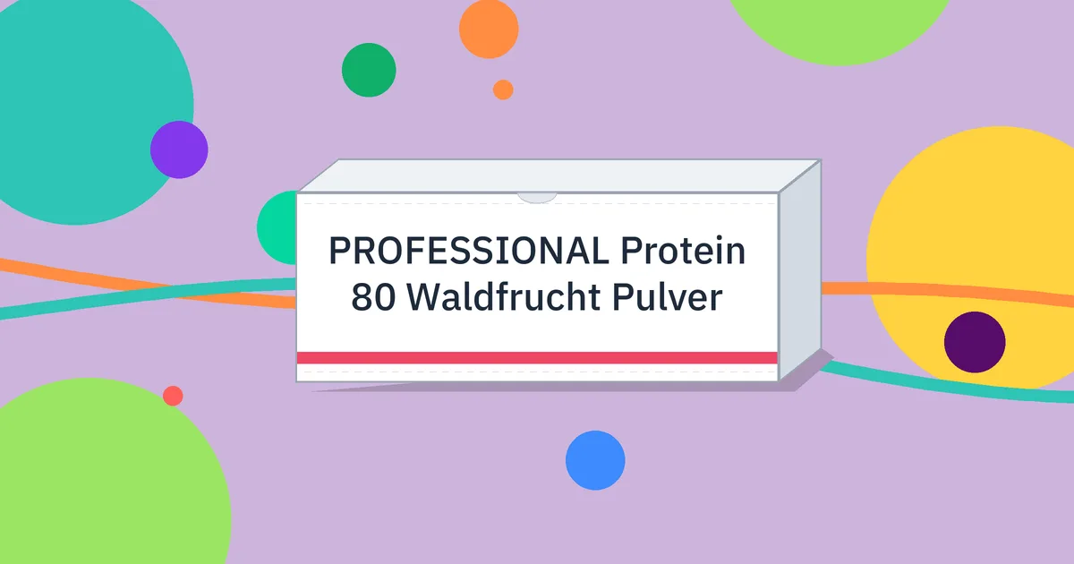 Symbolbild: Packung mit der Aufschrift PROFESSIONAL Protein 80 Waldfrucht Pulver (PZN 07304967) – Verfügbarkeit und Bezug in Apotheken in Frankfurt am Main