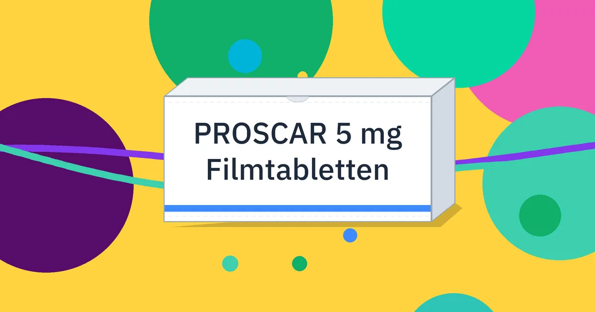 Symbolbild: Packung mit der Aufschrift PROSCAR 5 mg Filmtabletten (PZN 15578526) – Verfügbarkeit und Bezug in Apotheken in Frankfurt am Main