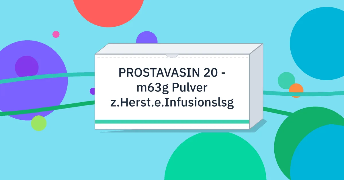 Symbolbild: Packung mit der Aufschrift PROSTAVASIN 20 -m63g Pulver z.Herst.e.Infusionslsg (PZN 03091084) – Verfügbarkeit und Bezug in Apotheken in Frankfurt am Main