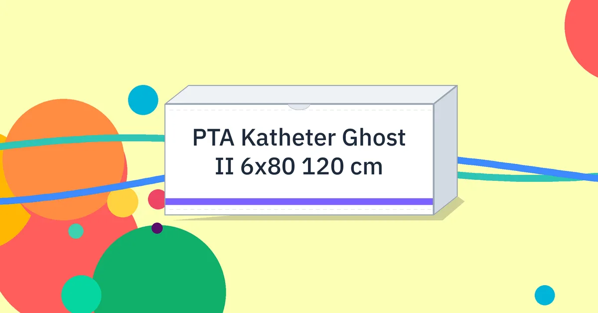 Symbolbild: Packung mit der Aufschrift PTA Katheter Ghost II 6x80 120 cm (PZN 00106891) – Verfügbarkeit und Bezug in Apotheken in Frankfurt am Main