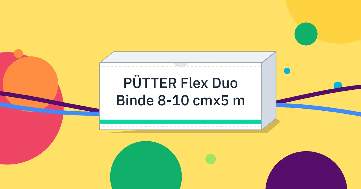 Symbolbild: Packung mit der Aufschrift PÜTTER Flex Duo Binde 8-10 cmx5 m (PZN 18716638) – Verfügbarkeit und Bezug in Apotheken in Frankfurt am Main
