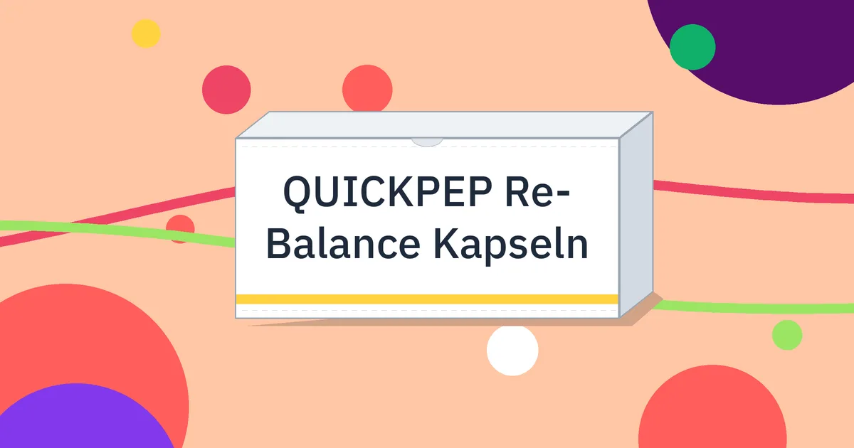 Symbolbild: Packung mit der Aufschrift QUICKPEP Re-Balance Kapseln (PZN 12602135) – Verfügbarkeit und Bezug in Apotheken in Frankfurt am Main