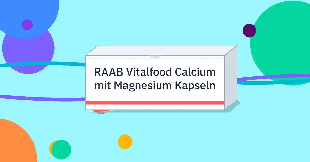 Symbolbild: Packung mit der Aufschrift RAAB Vitalfood Calcium mit Magnesium Kapseln (PZN 20048813) – Verfügbarkeit und Bezug in Apotheken in Frankfurt am Main