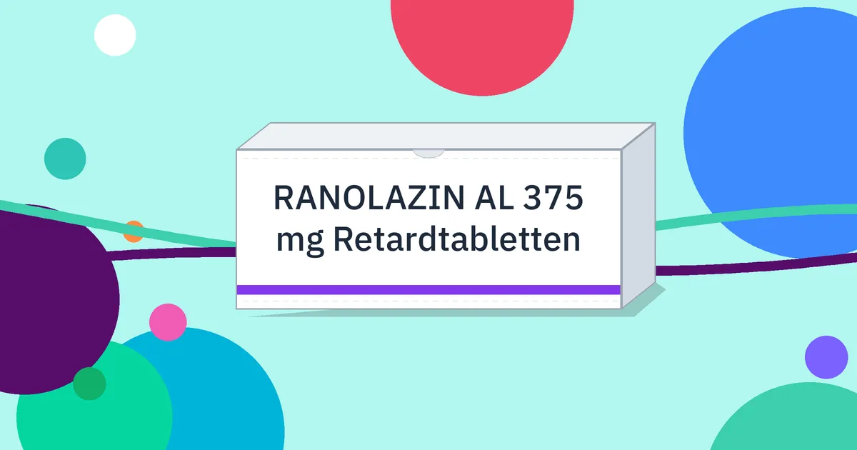 Symbolbild: Packung mit der Aufschrift RANOLAZIN AL 375 mg Retardtabletten (PZN 20019036) – Verfügbarkeit und Bezug in Apotheken in Frankfurt am Main