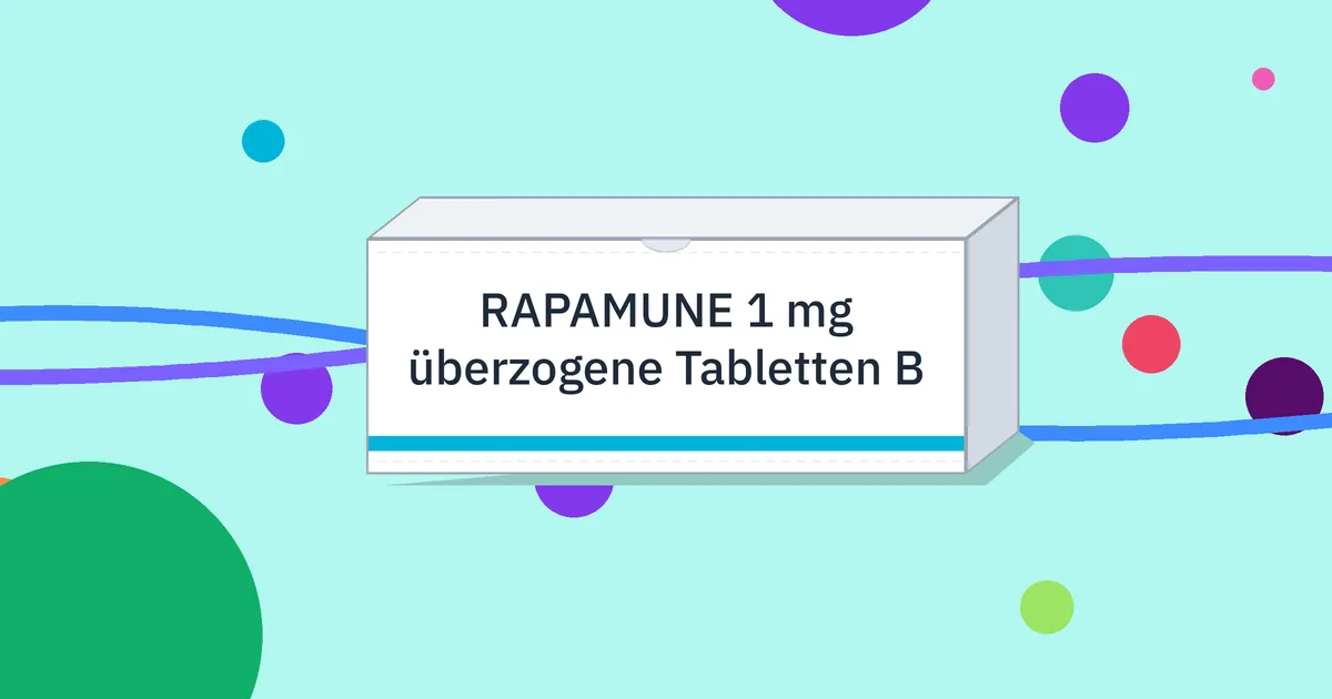 Symbolbild: Packung mit der Aufschrift RAPAMUNE 1 mg überzogene Tabletten B (PZN 09704211) – Verfügbarkeit und Bezug in Apotheken in Frankfurt am Main