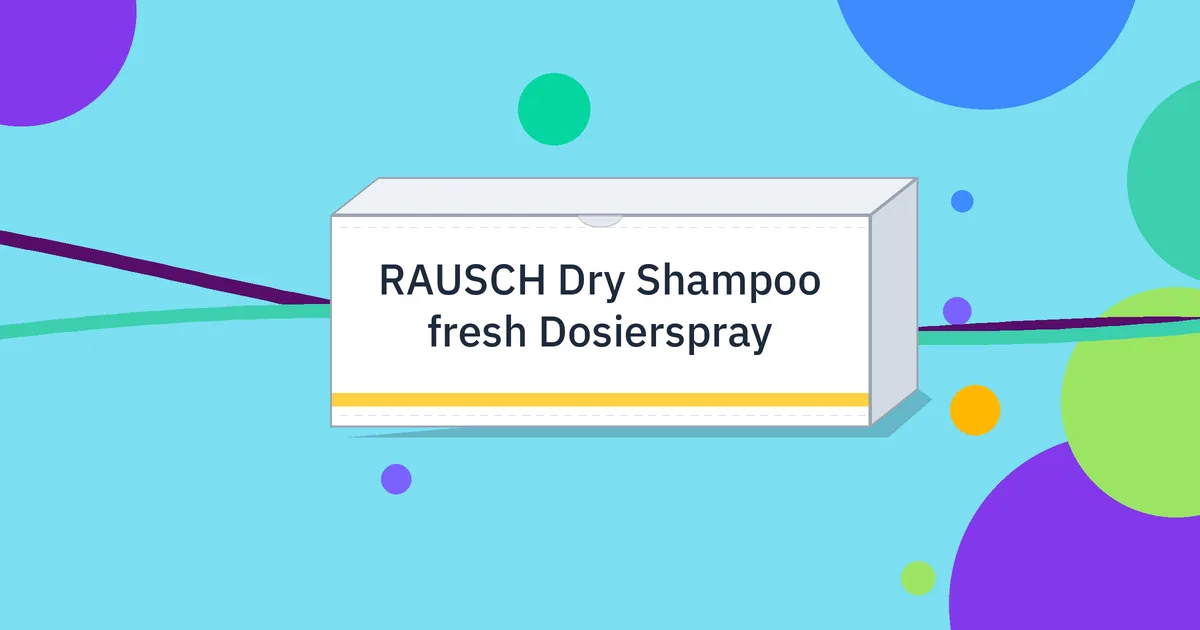 Symbolbild: Packung mit der Aufschrift RAUSCH Dry Shampoo fresh Dosierspray (PZN 13722551) – Verfügbarkeit und Bezug in Apotheken in Frankfurt am Main