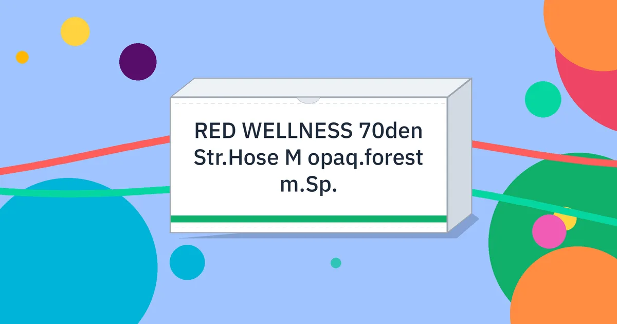Symbolbild: Packung mit der Aufschrift RED WELLNESS 70den Str.Hose M opaq.forest m.Sp. (PZN 16176913) – Verfügbarkeit und Bezug in Apotheken in Frankfurt am Main