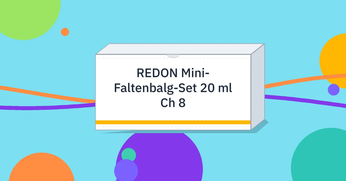 Symbolbild: Packung mit der Aufschrift REDON Mini-Faltenbalg-Set 20 ml Ch 8 (PZN 11313989) – Verfügbarkeit und Bezug in Apotheken in Frankfurt am Main