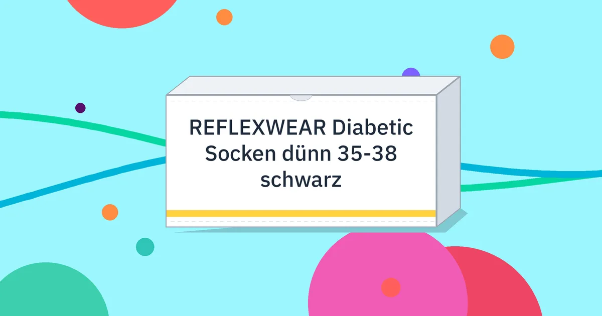 Symbolbild: Packung mit der Aufschrift REFLEXWEAR Diabetic Socken dünn 35-38 schwarz (PZN 14400795) – Verfügbarkeit und Bezug in Apotheken in Frankfurt am Main