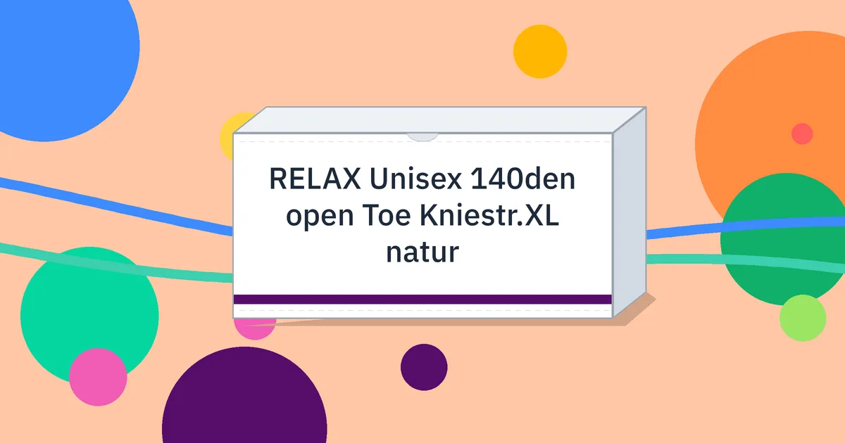 Symbolbild: Packung mit der Aufschrift RELAX Unisex 140den open Toe Kniestr.XL natur (PZN 16190126) – Verfügbarkeit und Bezug in Apotheken in Frankfurt am Main