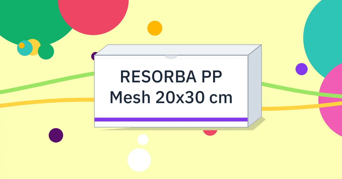 Symbolbild: Packung mit der Aufschrift RESORBA PP Mesh 20x30 cm (PZN 17538465) – Verfügbarkeit und Bezug in Apotheken in Frankfurt am Main