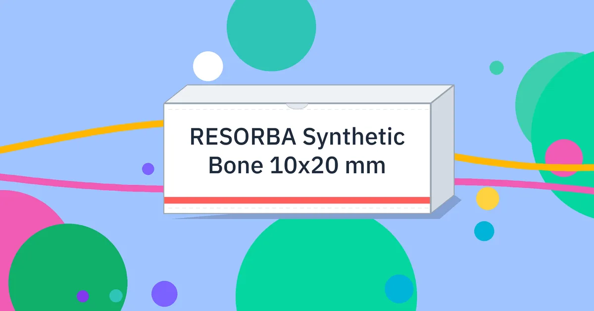 Symbolbild: Packung mit der Aufschrift RESORBA Synthetic Bone 10x20 mm (PZN 16857240) – Verfügbarkeit und Bezug in Apotheken in Frankfurt am Main