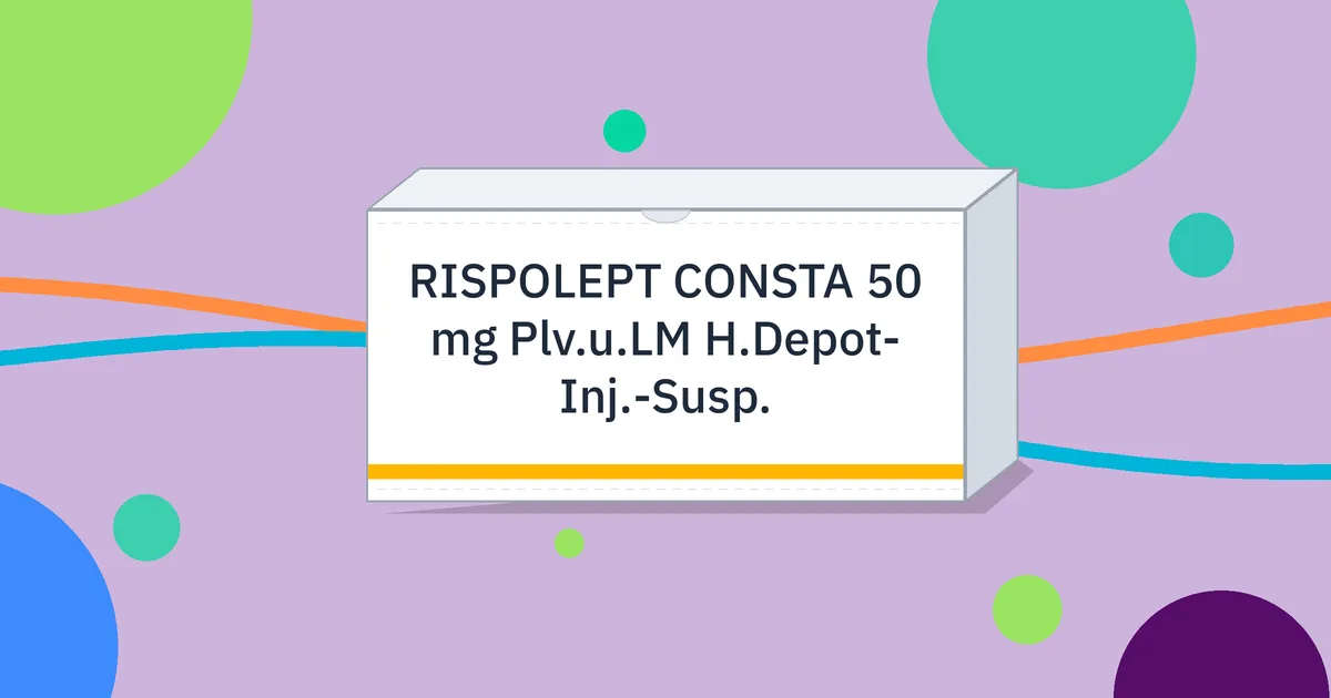 Symbolbild: Packung mit der Aufschrift RISPOLEPT CONSTA 50 mg Plv.u.LM H.Depot-Inj.-Susp. (PZN 11083354) – Verfügbarkeit und Bezug in Apotheken in Frankfurt am Main