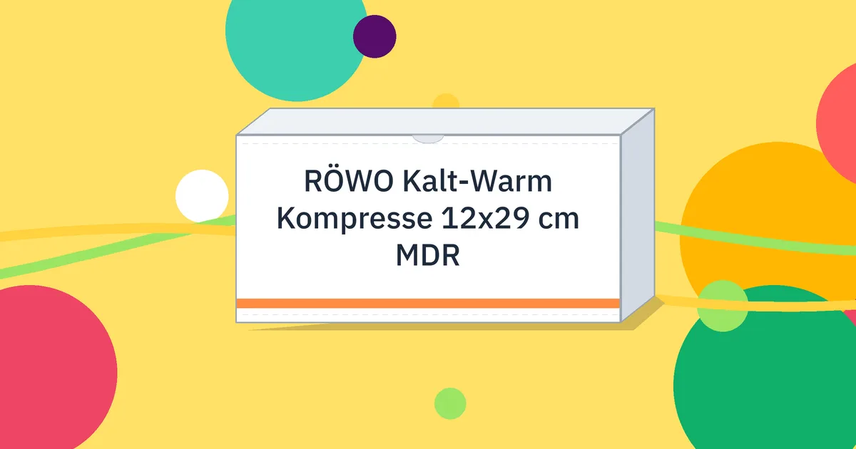 Symbolbild: Packung mit der Aufschrift RÖWO Kalt-Warm Kompresse 12x29 cm MDR (PZN 17824550) – Verfügbarkeit und Bezug in Apotheken in Frankfurt am Main