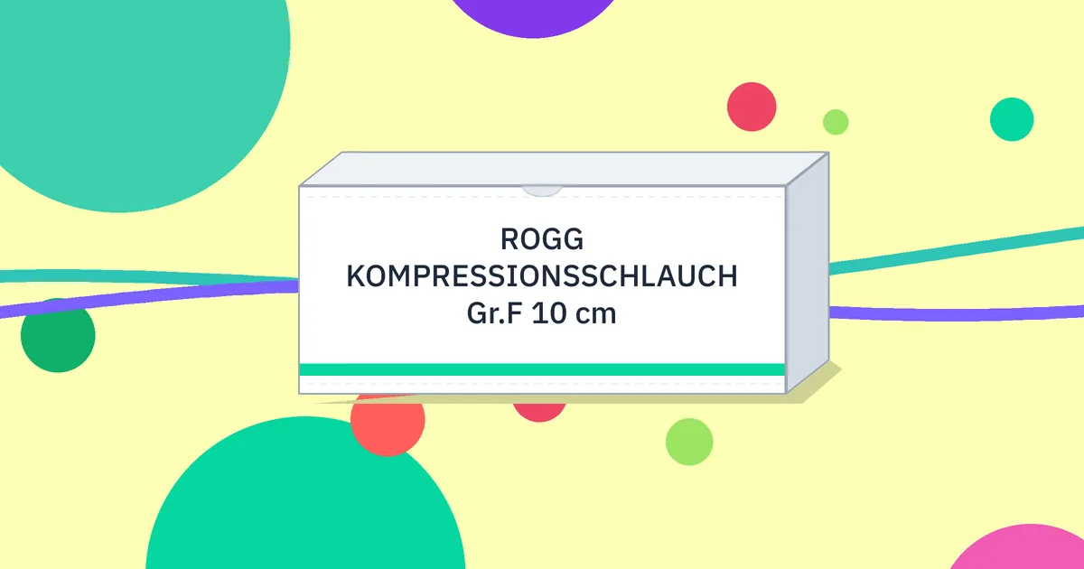 Symbolbild: Packung mit der Aufschrift ROGG KOMPRESSIONSSCHLAUCH Gr.F 10 cm (PZN 05963275) – Verfügbarkeit und Bezug in Apotheken in Frankfurt am Main