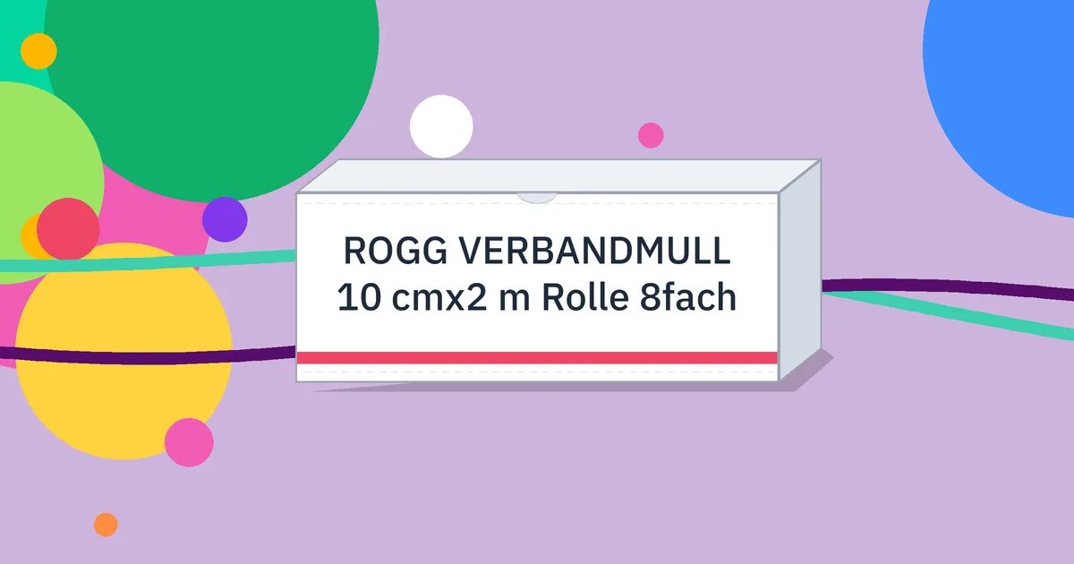 Symbolbild: Packung mit der Aufschrift ROGG VERBANDMULL 10 cmx2 m Rolle 8fach (PZN 03517011) – Verfügbarkeit und Bezug in Apotheken in Frankfurt am Main