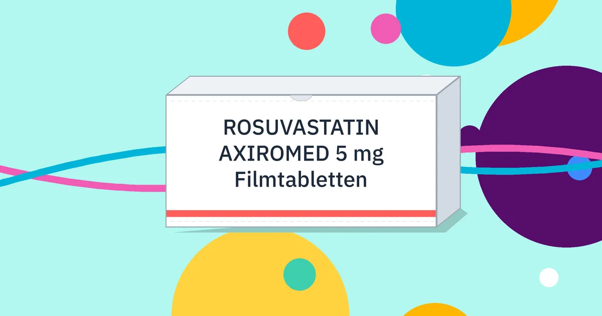 Symbolbild: Packung mit der Aufschrift ROSUVASTATIN AXIROMED 5 mg Filmtabletten (PZN 13705067) – Verfügbarkeit und Bezug in Apotheken in Frankfurt am Main
